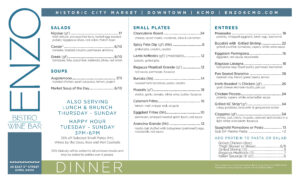 Enzo Menus - Enzo Bistro & Wine Bar