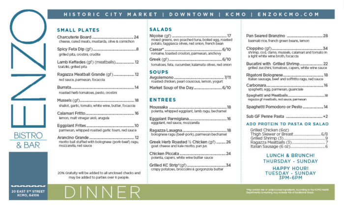 Enzo Menus - Enzo Bistro & Wine Bar