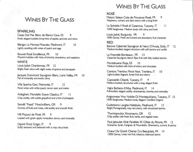 Enzo Menus - Enzo Bistro & Wine Bar